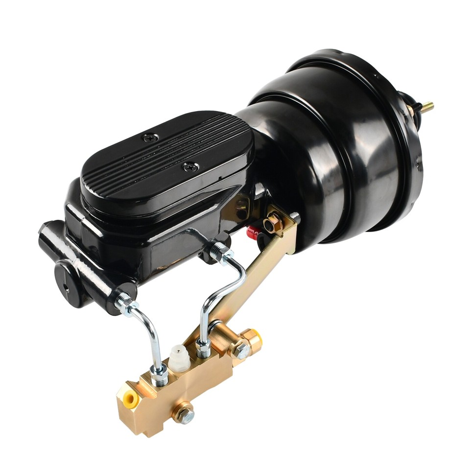 7" Black Dual Booster Master Cylinder Firewall Mount Power Brake Pedal ...