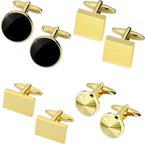 Gold Cufflinks for Men 4 Pairs, Cuff Links Mens Set of 4 Unique Gold | eBay
