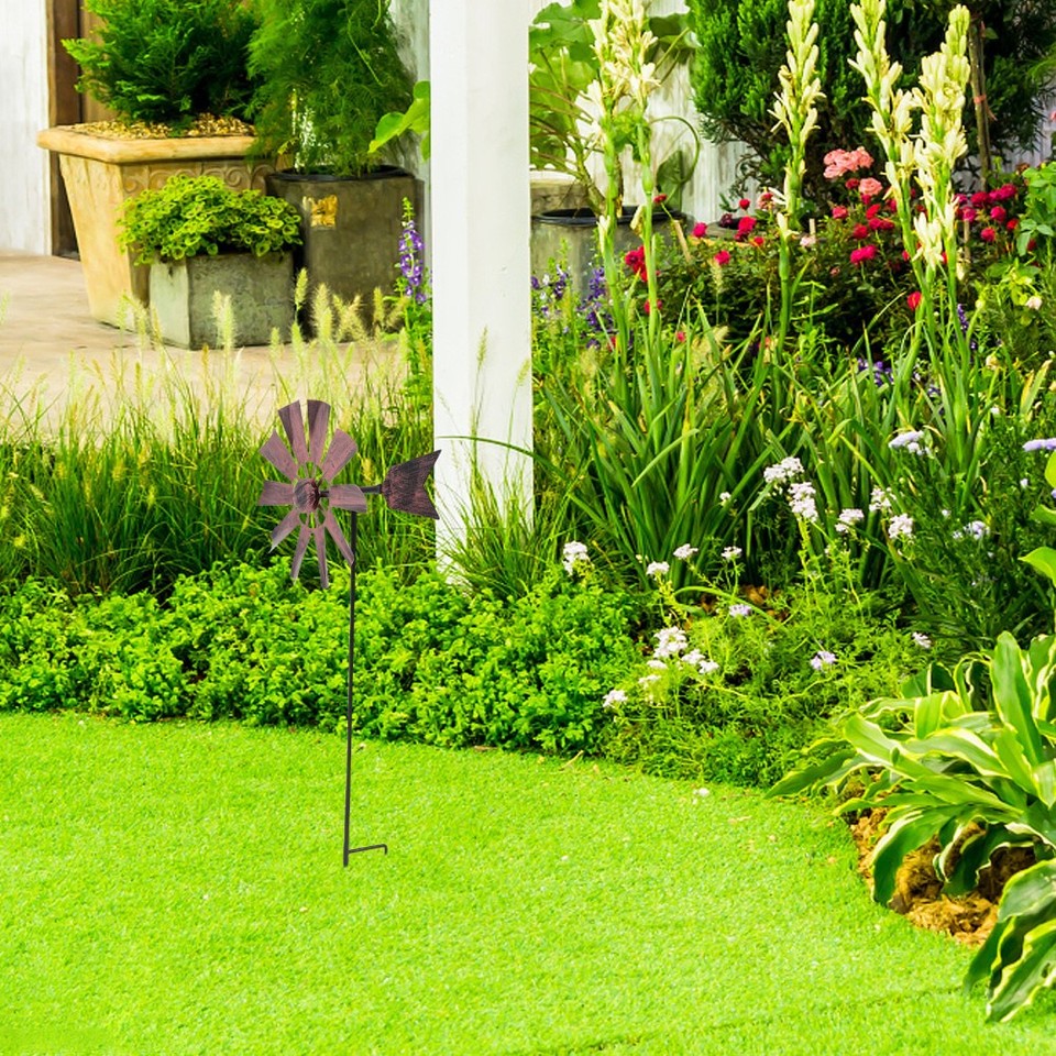 Garden Decorative Iron Windmill Art Rotatory Windmill Ornament Outdoor ...