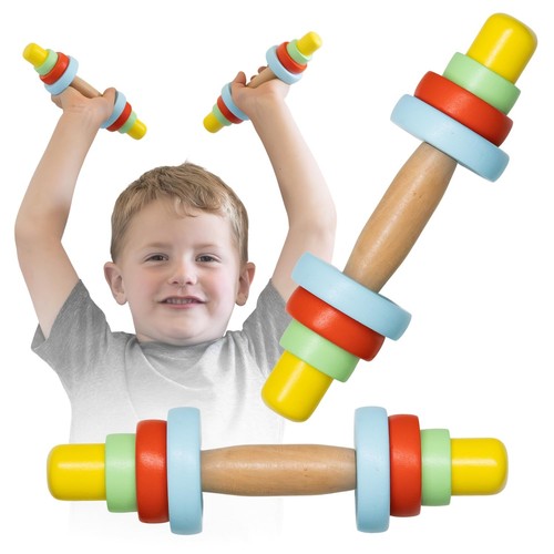 Wooden Toy Dumbbell Set: Colorful Toddler Workout Equipment - Fun ...