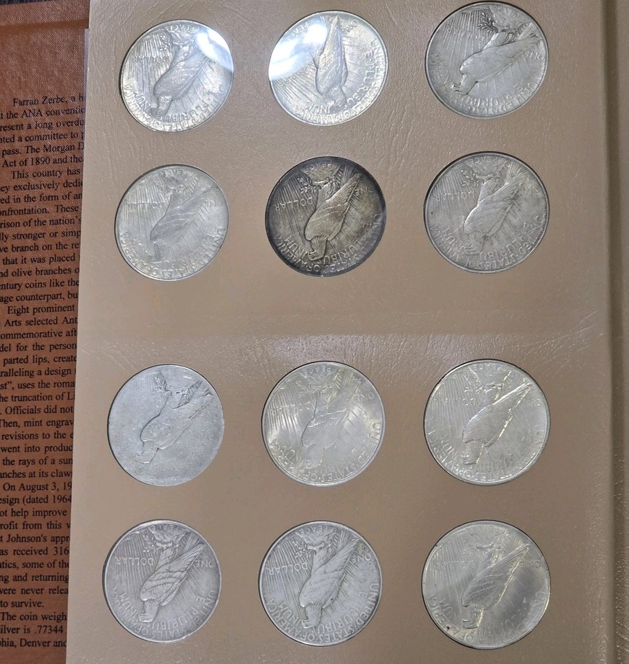 1921 - 1935 P D & S - Silver Peace Dollars Complete 24 Coin Set In ...