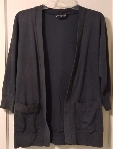 GRAY GREY LIGHTWEIGHT JACKET CASUAL SPORT CARDIGAN OPEN FRONT 3/4 ...