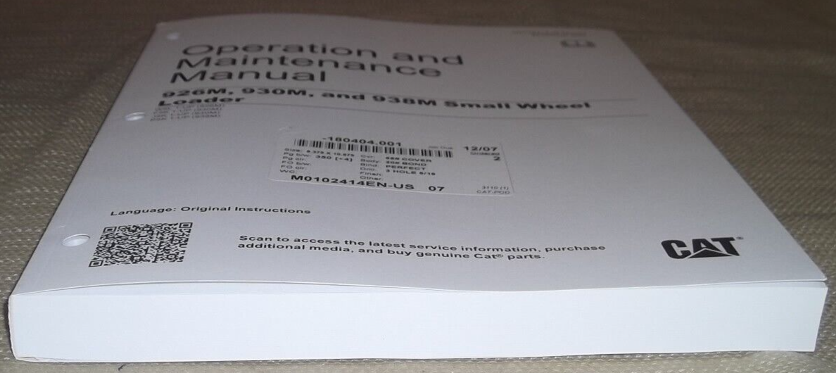 CAT CATERPILLAR 926M 930M 938M WHEEL LOADER OPERATION & MAINTENANCE ...