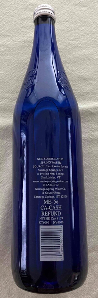 Saratoga Natural Spring Water Blue Bottle, 28 oz, Unopened | eBay