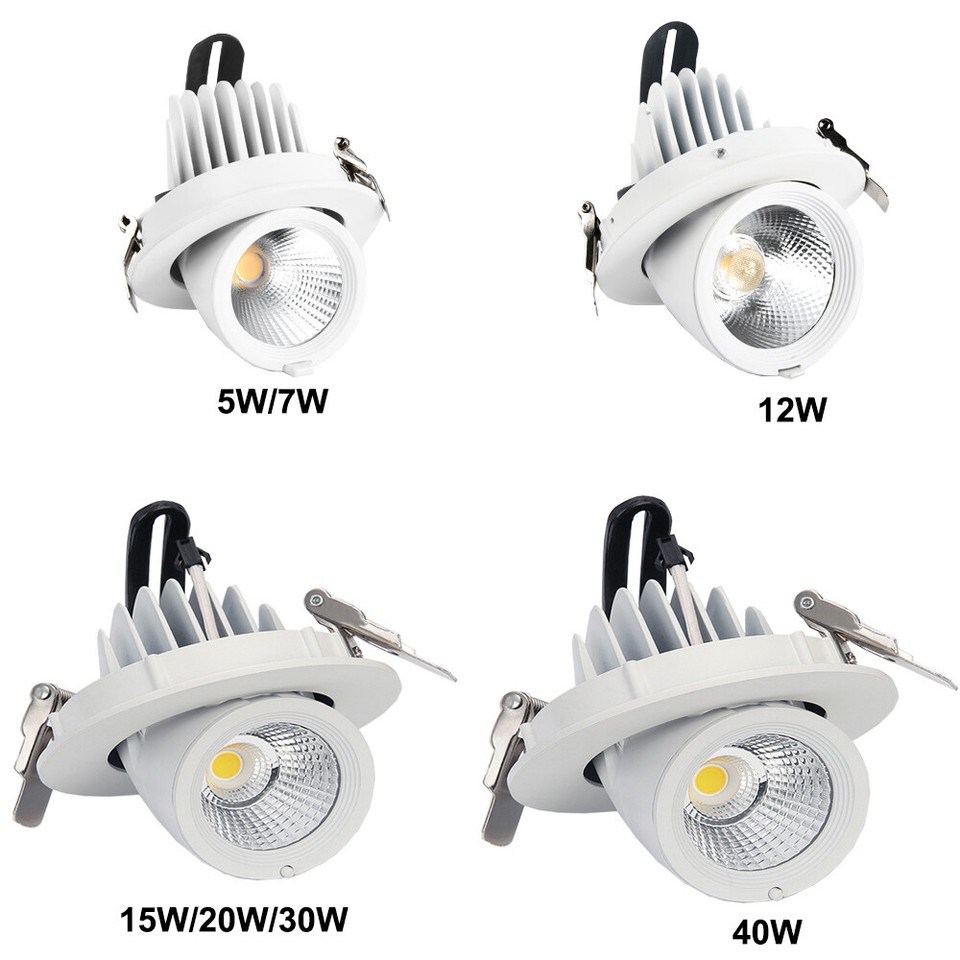 Dimmable/N LED COB Ceiling Light Rotate Recessed Lamp Fixture Picture ...