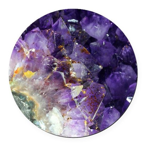 Drink Coasters Crystals Design Round Purple Amethyst Tea Coffee Cup Mat ...