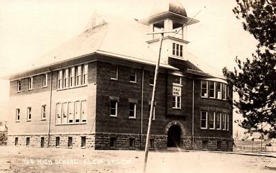 c1915 RPPC High School ELGIN OR Oregon (AZO stamp box 4-up) Nice ...