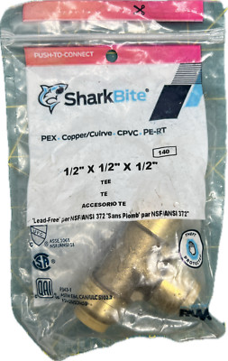 SHARKBITE TEE 1/2" X 1/2" X 1/2" Push To Connect Fitting - LEAD FREE ...