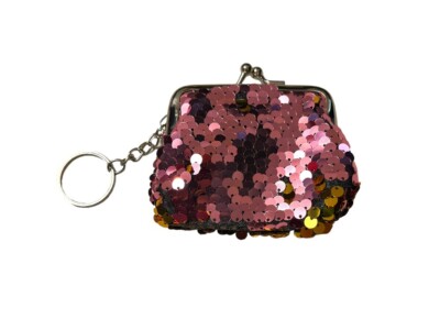 3.5" Purple Color Change Sequin Snap Closure Coin Purse w/ Keychain | eBay