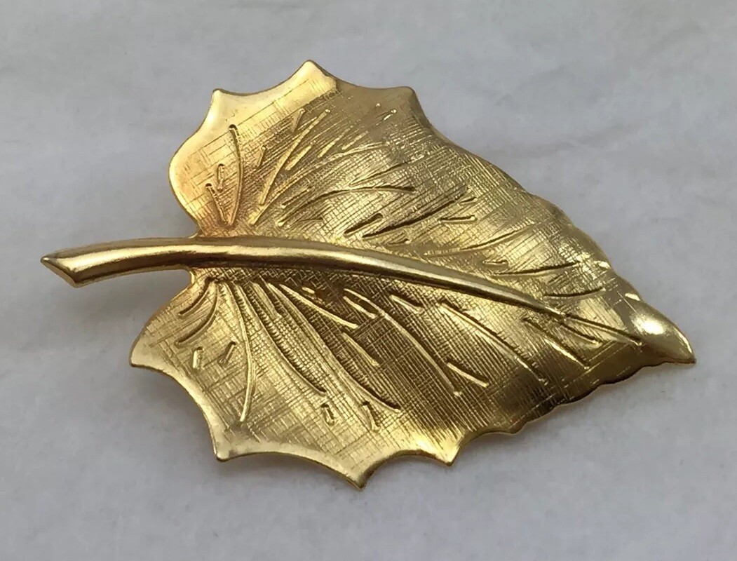 Tree Leaf Brooch Pin Gold Tone Collectible Fashion Gift | eBay