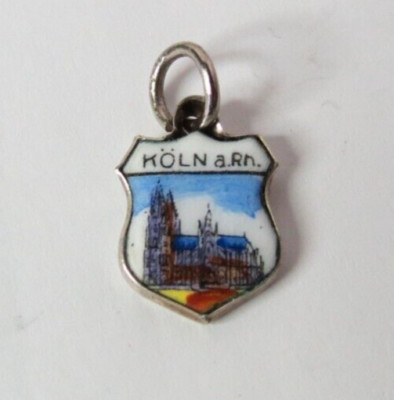 VINTAGE 800 SILVER ENAMEL KOLN GERMAN CHARM PENDANT 20MM | eBay