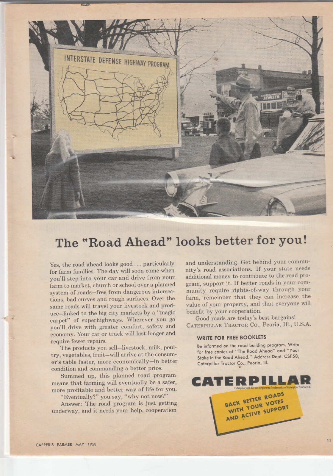 Original 1958 Caterpillar Farm Magazine Ad "Road Ahead" | eBay
