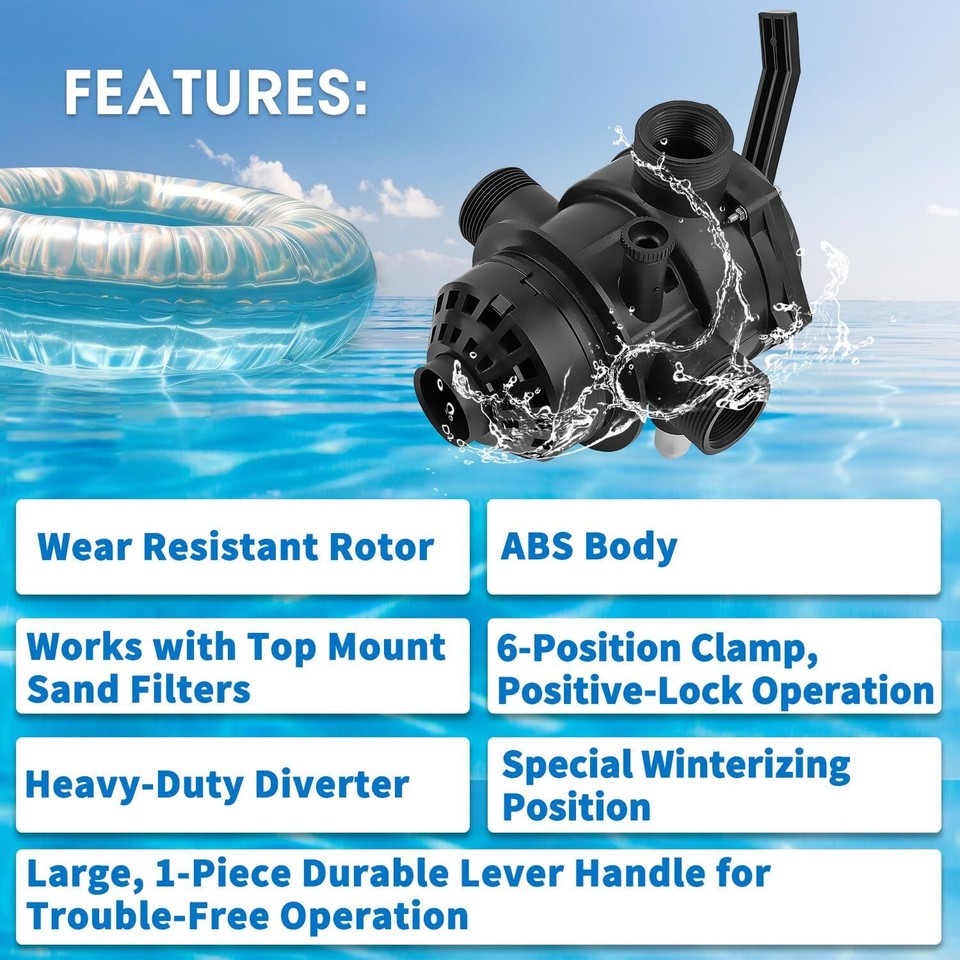 Top Mount Multiport Valve 1-1/2" Sand Filters Pentair for S-200 S-240 ...