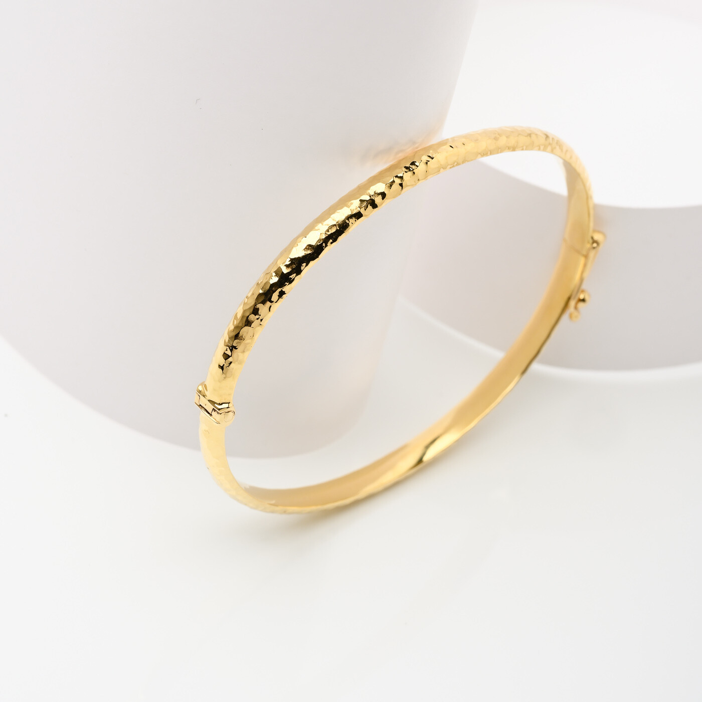 4.20mm Hammered Bangle Bracelet in 14K Gold/Hinged Bangle/Personalized ...