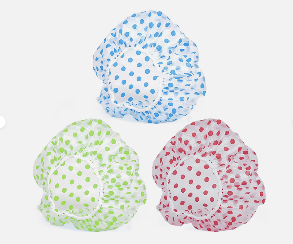6PCS Shower Caps, Elastic Reusable Waterproof Plastic Shower Cap for ...