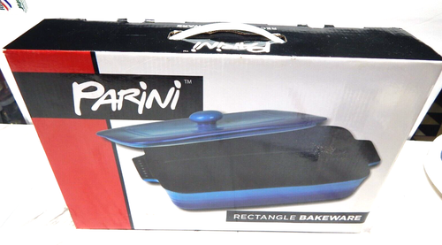 NIB Parini Blue Ceramic Rectangle Bakeware with Lid | eBay