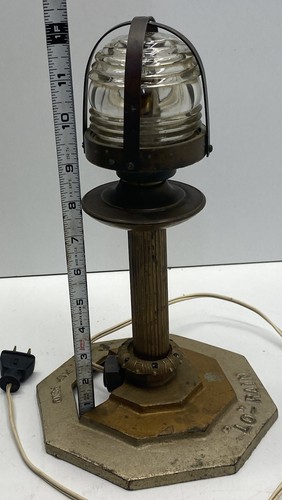 ANTIQUE BRASS BOAT STERN LIGHT “GLASS LENS NMLCO” DESK/BOAT LAMP Nicely ...