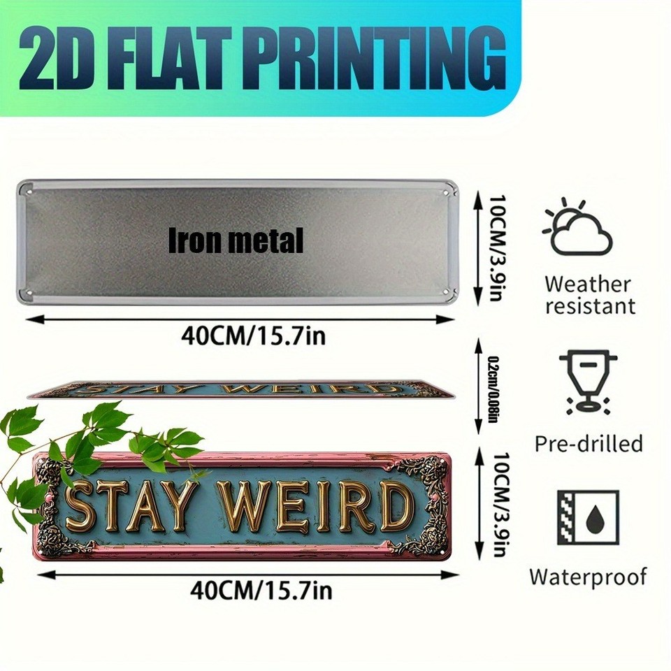 Stay Weird Street Sign Retro Funny Wall Decor Metal Tin Signs Fall ...