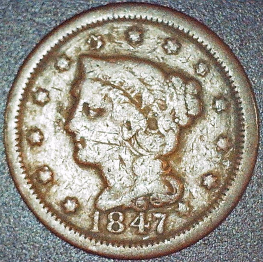 Lot of 2 Braided Hair Large Cent 1825 and 1847 | eBay