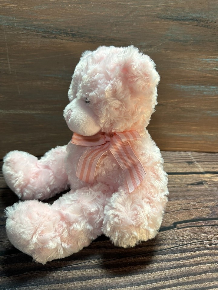 Ganz Pink Piper Teddy Bear Swirl Plush Stuffed Animal Striped Bow Toy ...