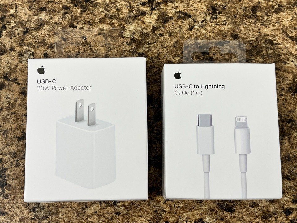 New Apple 20W USB-C Power Adapter / USB-C to Lightning Cable 3.3ft In ...
