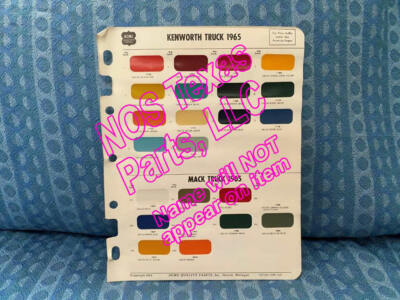 1965 Kenworth & Mack Truck Original Acme Paint Color Chip Chart | eBay