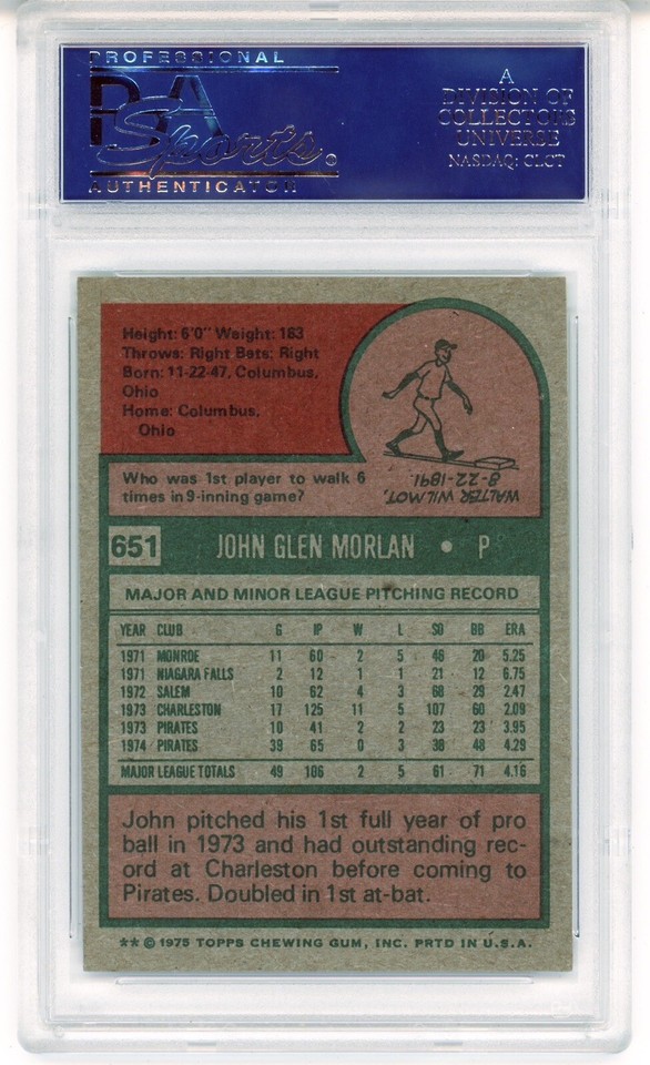 1975 TOPPS 651 JOHN MORLAN PSA 8 (14700778) | eBay
