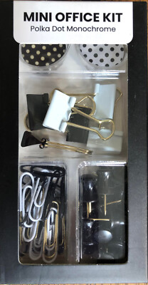 Mini Office Kit Black & White Polka Dots Comes With 68 Piece | eBay