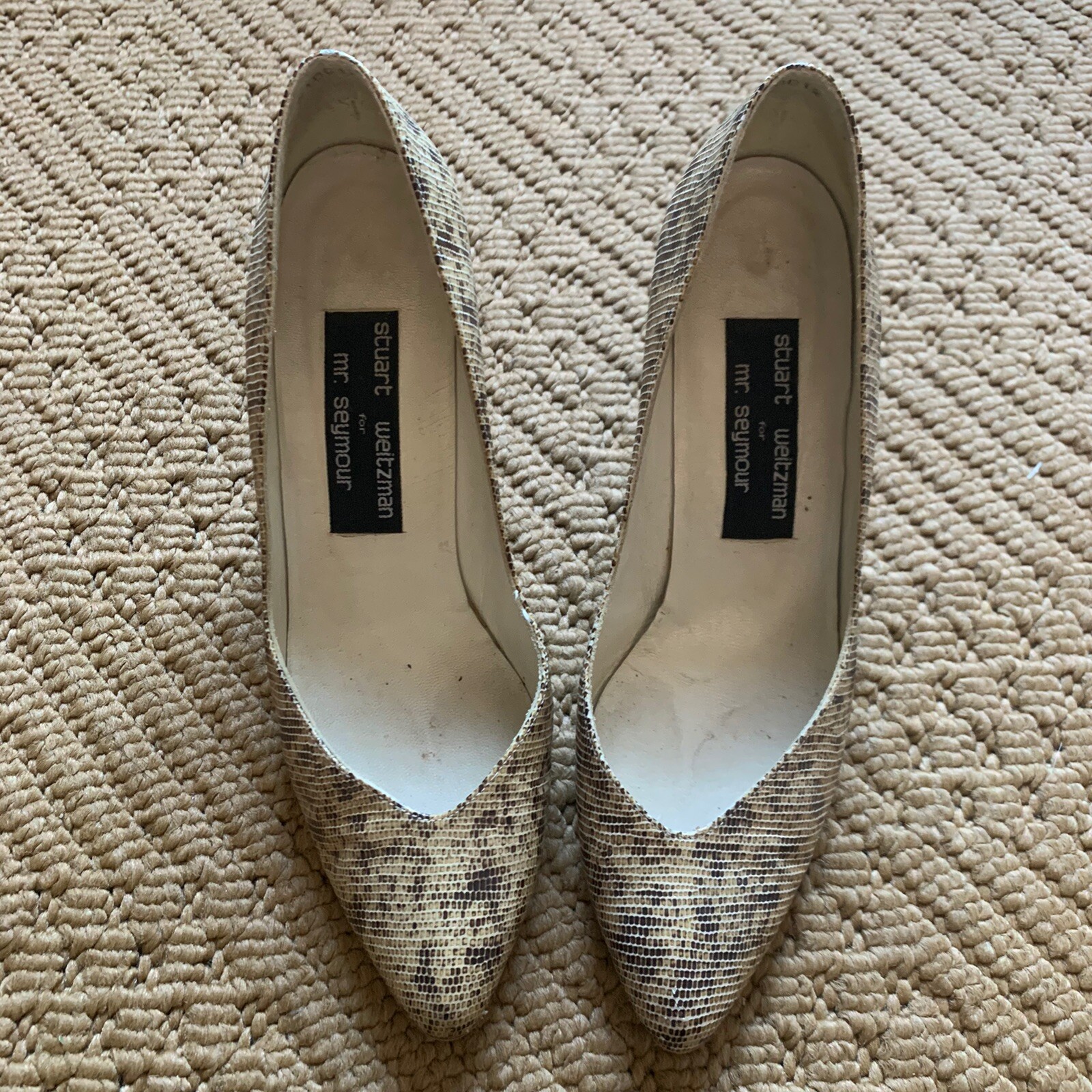 Vintage VTG Stuart Weitzman Low Heel Pumps Snake Skin… - Gem