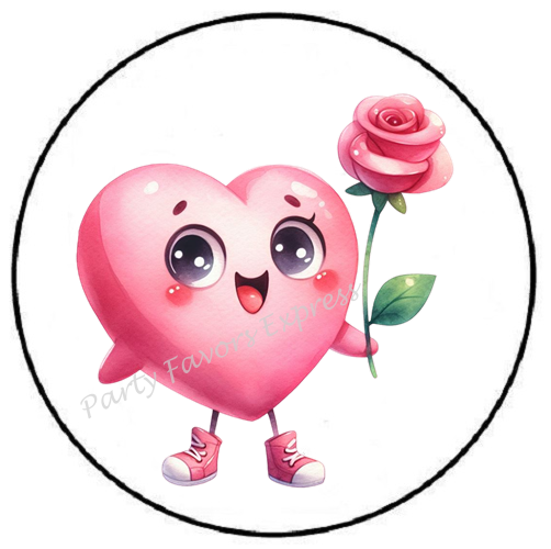 SMILEY HEART WITH ROSE VALENTINES DAY ENVELOPE SEALS LABELS STICKERS ...