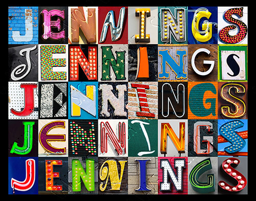 JENNINGS Name Poster featuring photos of actual sign letters | eBay