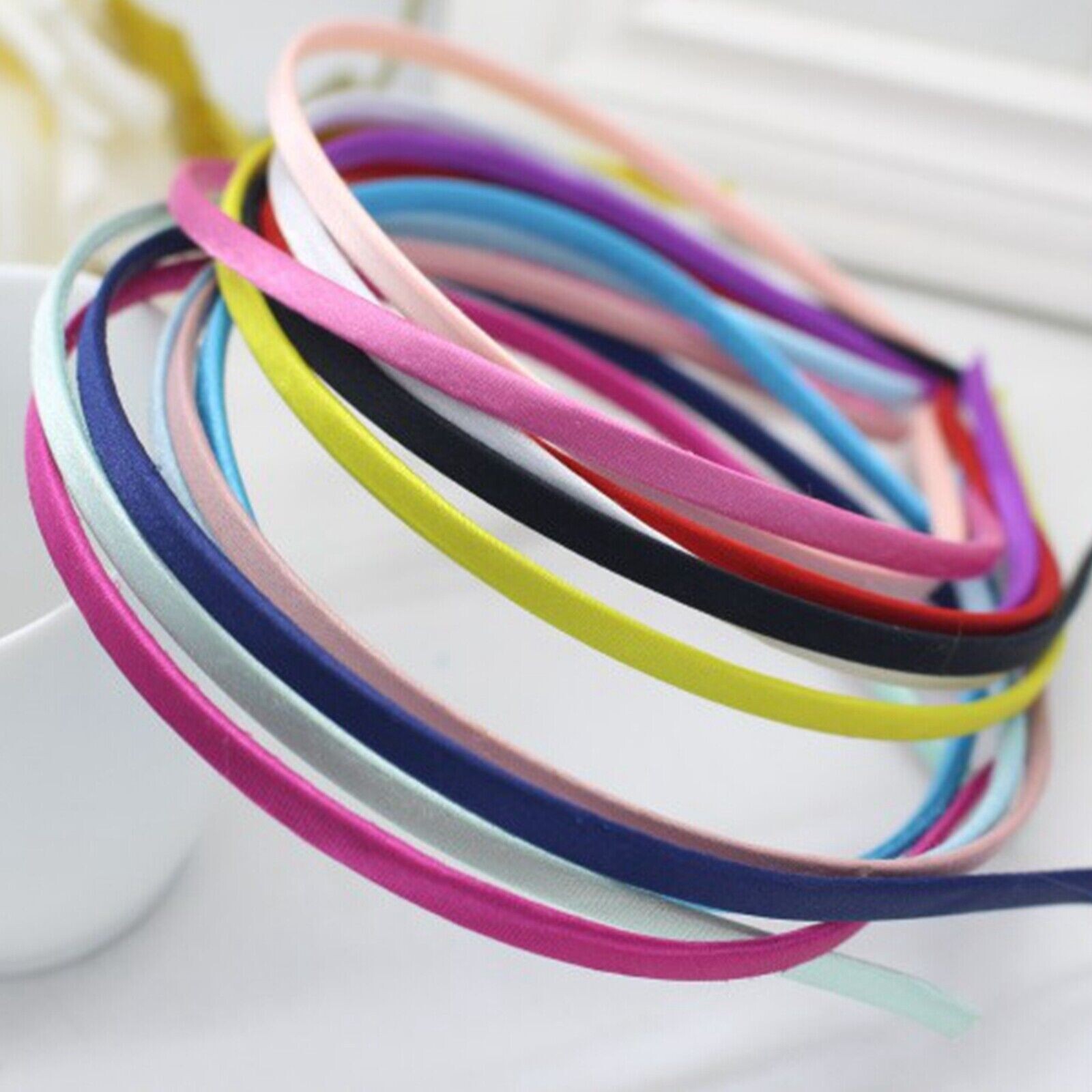 10 Mixed Color Metal Headband Covered Satin Hair Band 5mm for DIY Craft ...