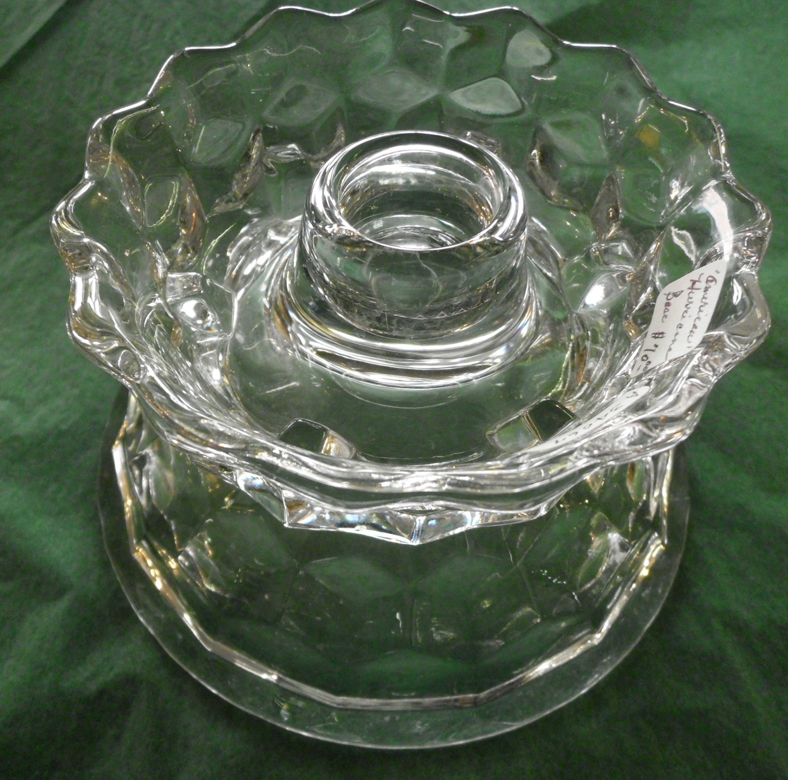 Fostoria ' American' Hurricane Lamp Base, 3" Tall - Crystal - 1915 ...