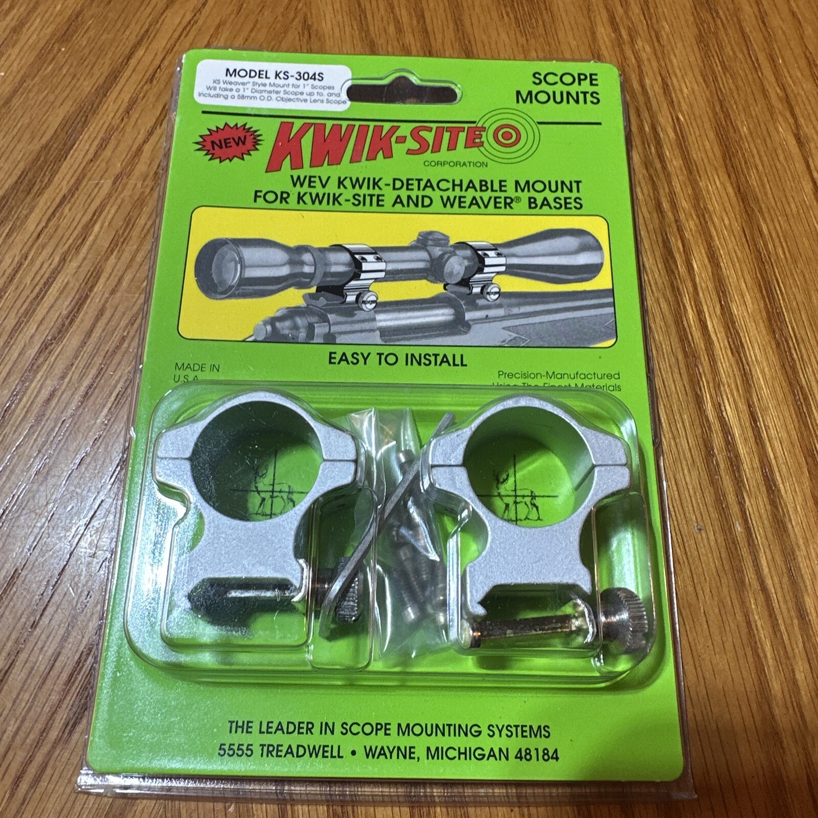 KWIK-SITE KS-304 S 1" Tube 58mm Objective Weaver Style Mount Silver ...