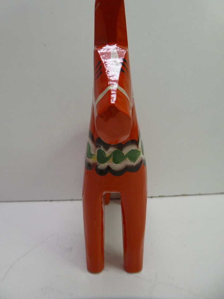 VINTAGE NILS OLSSON HEMSLOJD AB SWEDEN HORSE ORANGE HAND PAINTED TIMBER ...