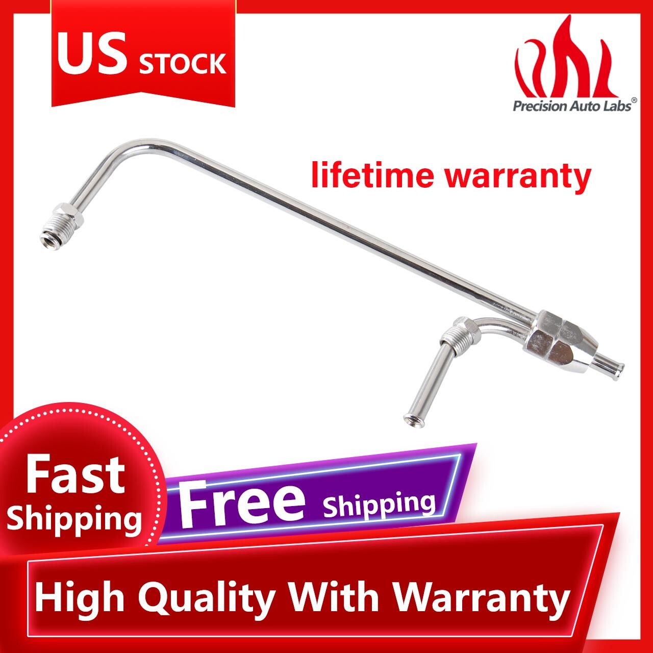 Chrome Fuel Line Fits For Dual Feed 3/8" Inlet Hose Holley 3310 4160 ...