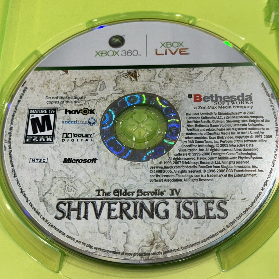 The Elder Scrolls IV: Shivering Isles (Xbox 360, 2007) w/ Map No Manual ...