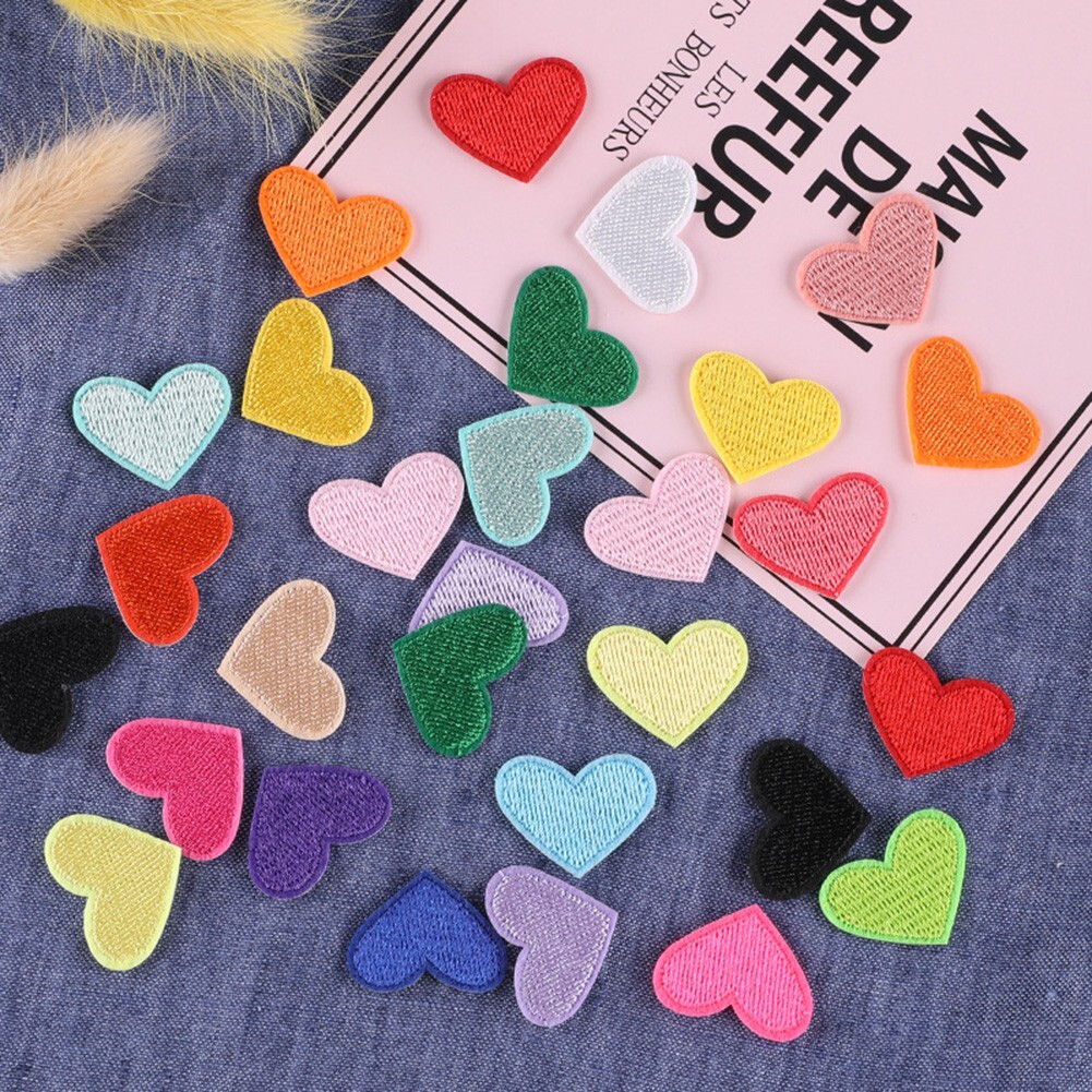 20PCS Assorted Colors Love Heart Embroidery Patch Set for Creative ...
