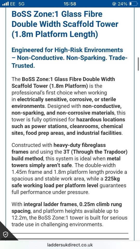 Youngman Boss Zone 1 GRP Yellow Fiberglass Scaffold Tower 900mm wide ...