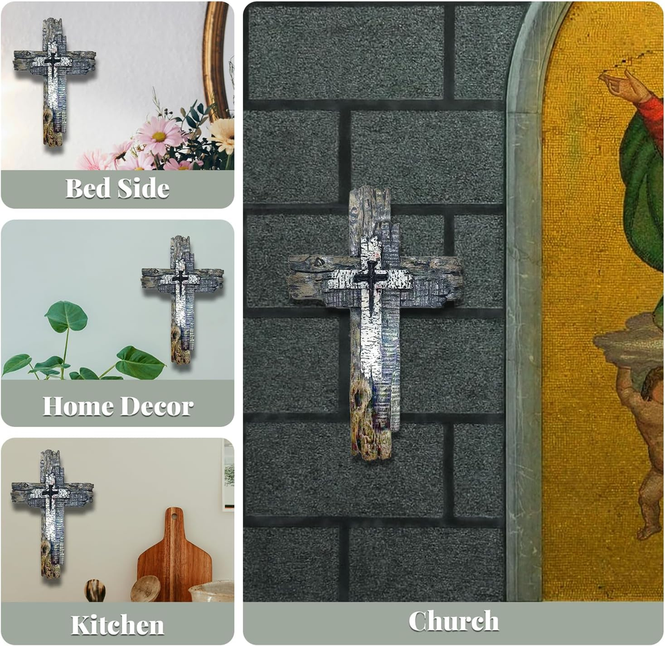 Modern Rustic Wall Cross Christian Cross Wall Decor - Brown Wood Tones ...