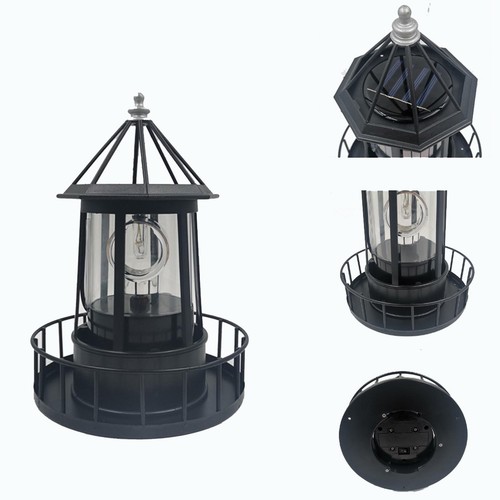 LED Light Rotating Lamp Lighthouse Solar Sensor Beacon Outdoor Garden ...