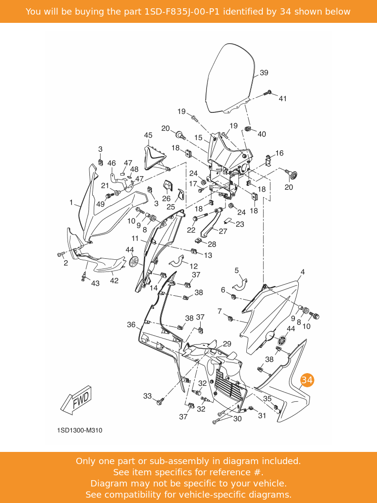 YAMAHA Body, Front Under 1, 1SD-F835J-00-P1 OEM YP250 YP125 YP400 | eBay UK