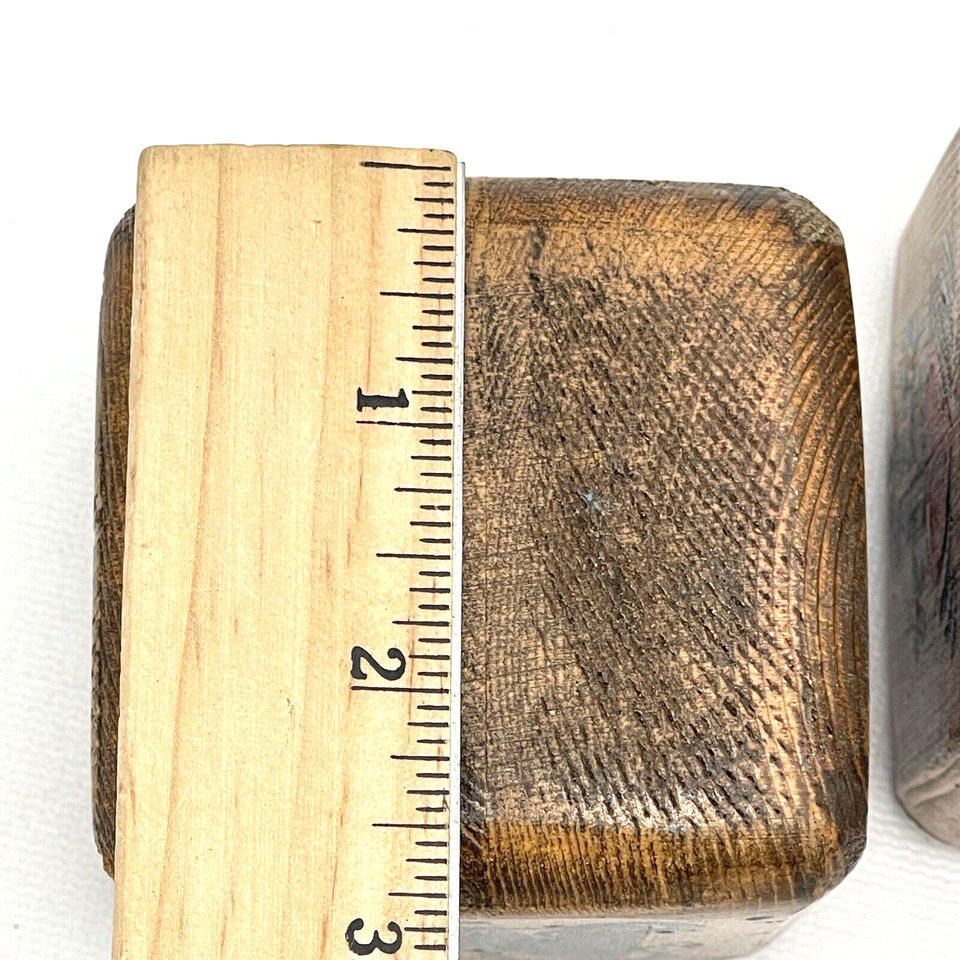 4 Large Wood Alphabet Blocks 2.75" Handpainted Rustic Folk Art Display ...