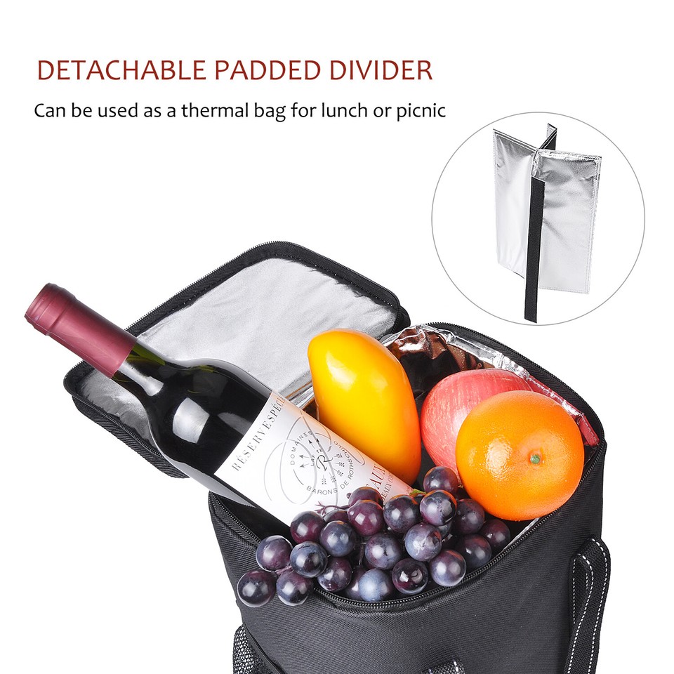 Wine Carrier Tote Bag Insulated 4 Bottle Cooler Carrying Case for ...