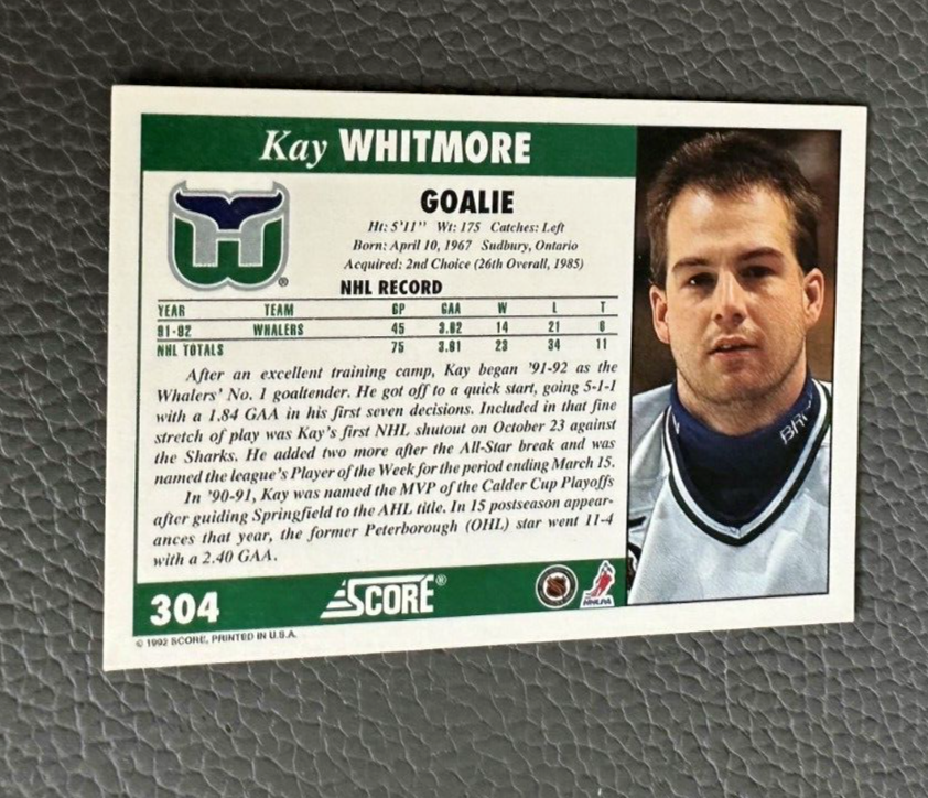 1992-93 Score Whalers Hockey Card #304 Kay Whitmore | eBay