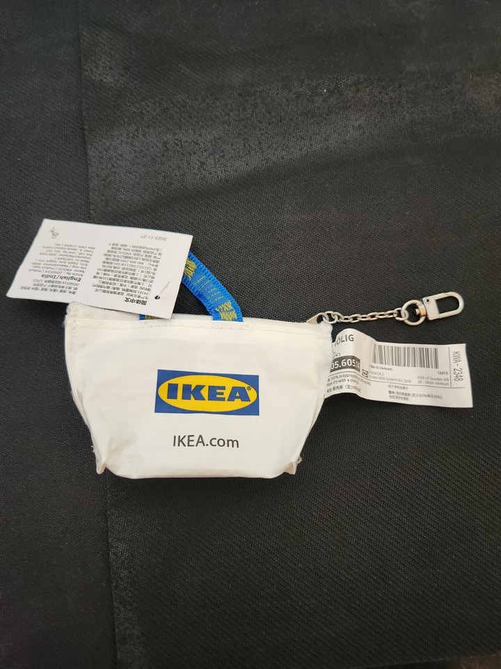 IKEA Knolig Mini Zipper Coin Keychain Bag Tote Key Holder White ASIA ...