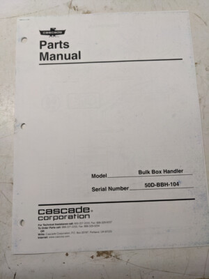 CASCADE FORK LIFT ATTACHMENT PARTS LIST BOOK MANUAL BULK BOX HANDLER ...