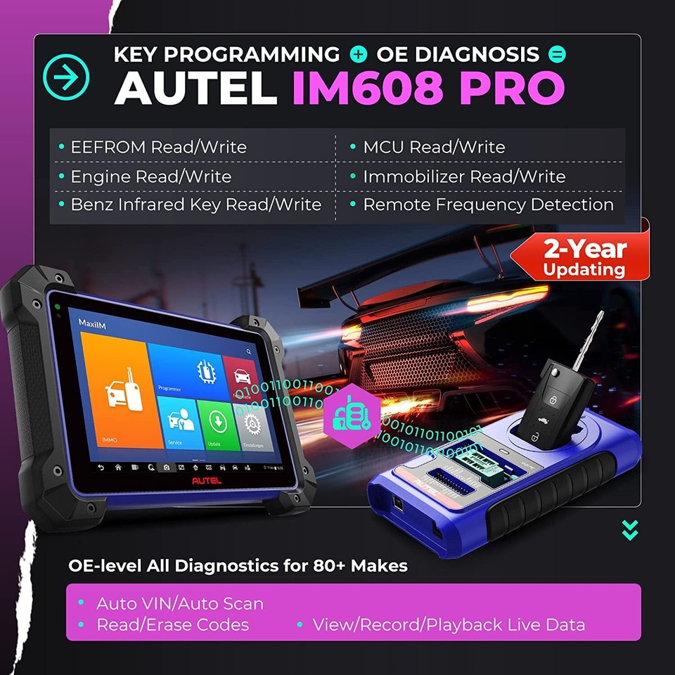 Autel TOP MaxiIM IM608 PRO IMMO Key Programming Diagnostic Scanner Tool ...