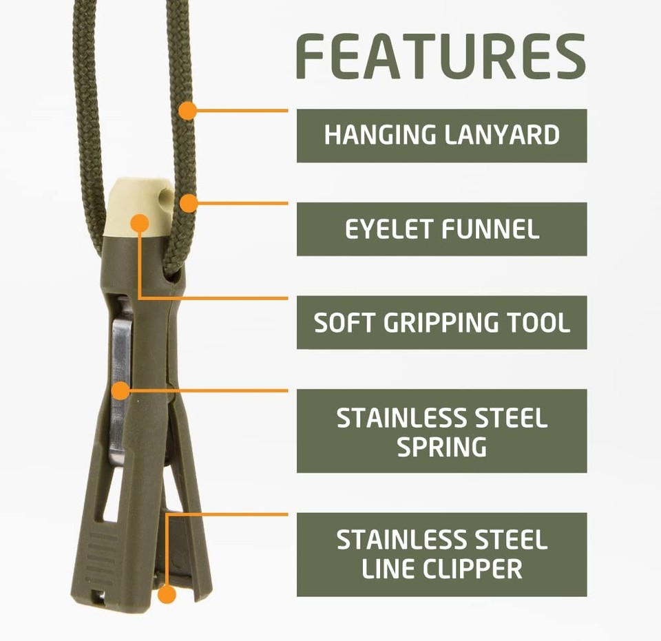 Fishing Knot Tying Tool/Jig Head and Hook Eyelet Grip/Line Threader ...