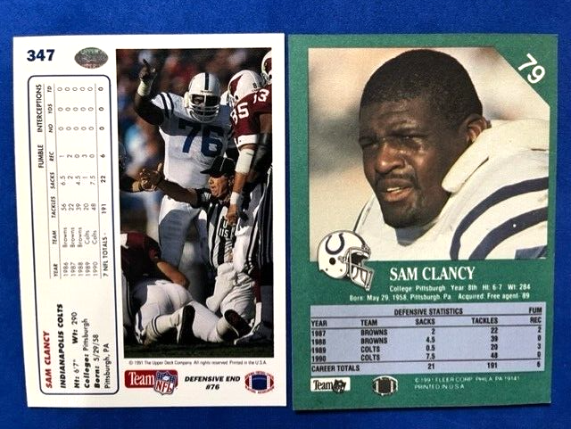 NFL - Sam Clancy 1991 Upper Deck & 1991 Fleer Football - Colts | eBay